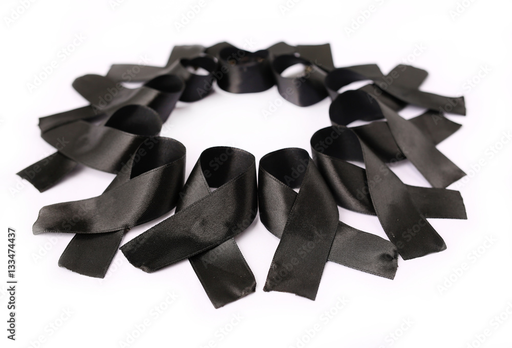 black ribbon bow fabric texture, Ribbon awareness symbol of remembrance ...