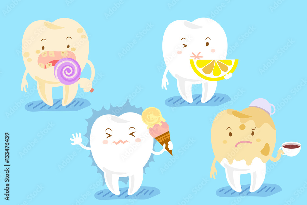 cartoon tooth with different problems Stock Vector | Adobe Stock