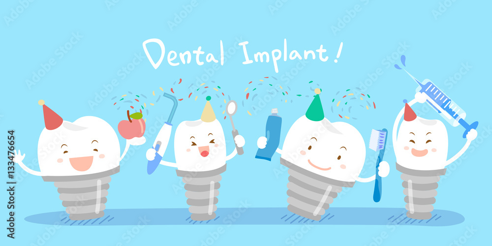 cute cartoon dental implants Stock Vector | Adobe Stock