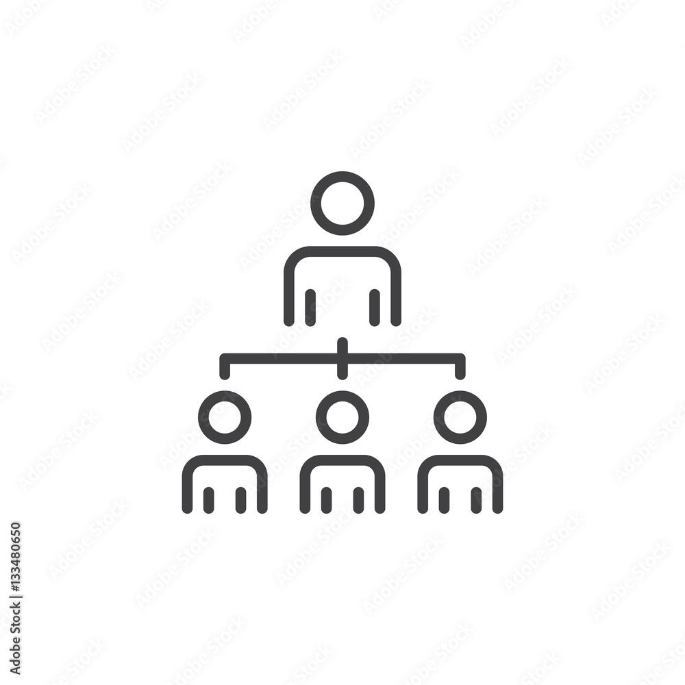 Organizational structure of the company line icon, outline vector sign ...