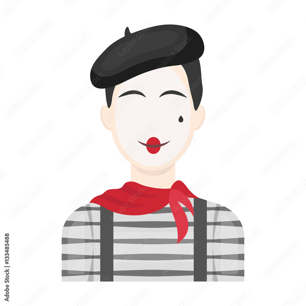 French mime icon in cartoon style isolated on white background. France ...