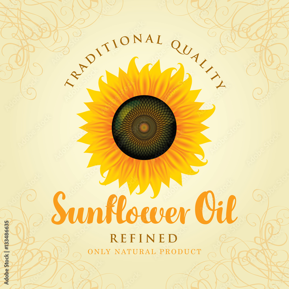 vector banner for refined sunflower oil with sunflower Stock Vector ...