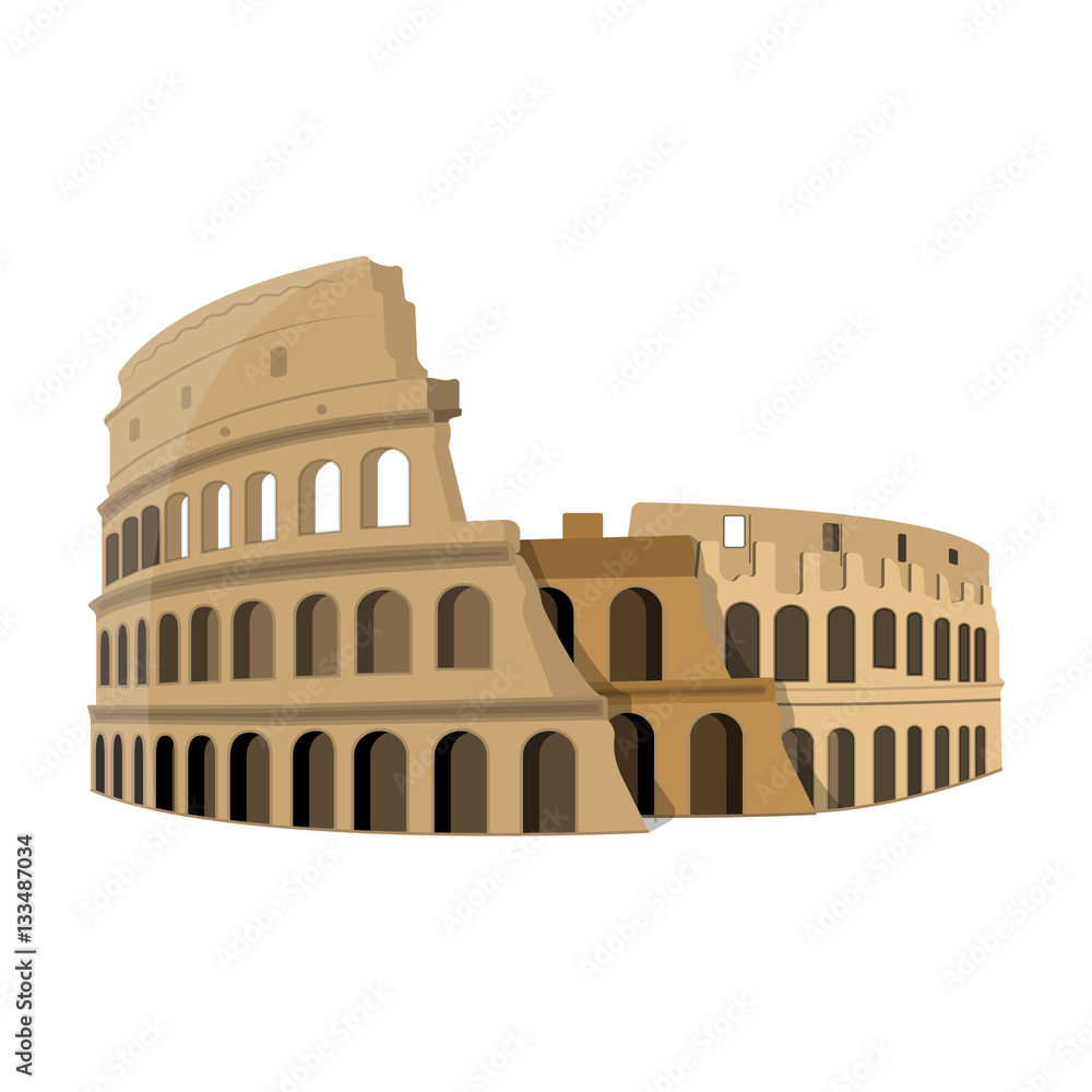 Colosseum in Italy icon in cartoon style isolated on white background ...