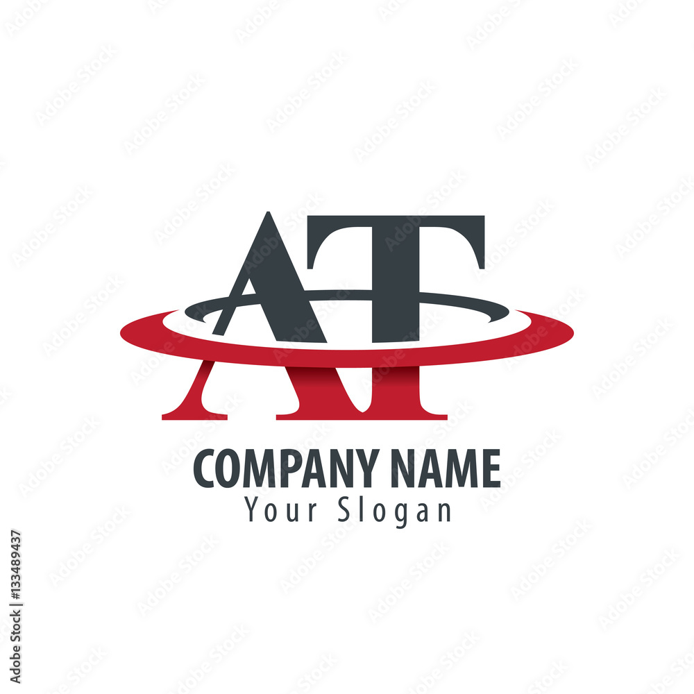 Initial Letter AT With Overlapping Swoosh Circle Stock Vector | Adobe Stock