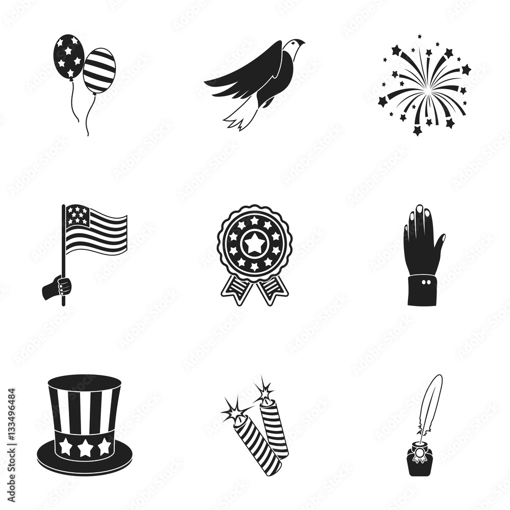 Patriot Day set icons in black style. Big collection of Patriot Day ...