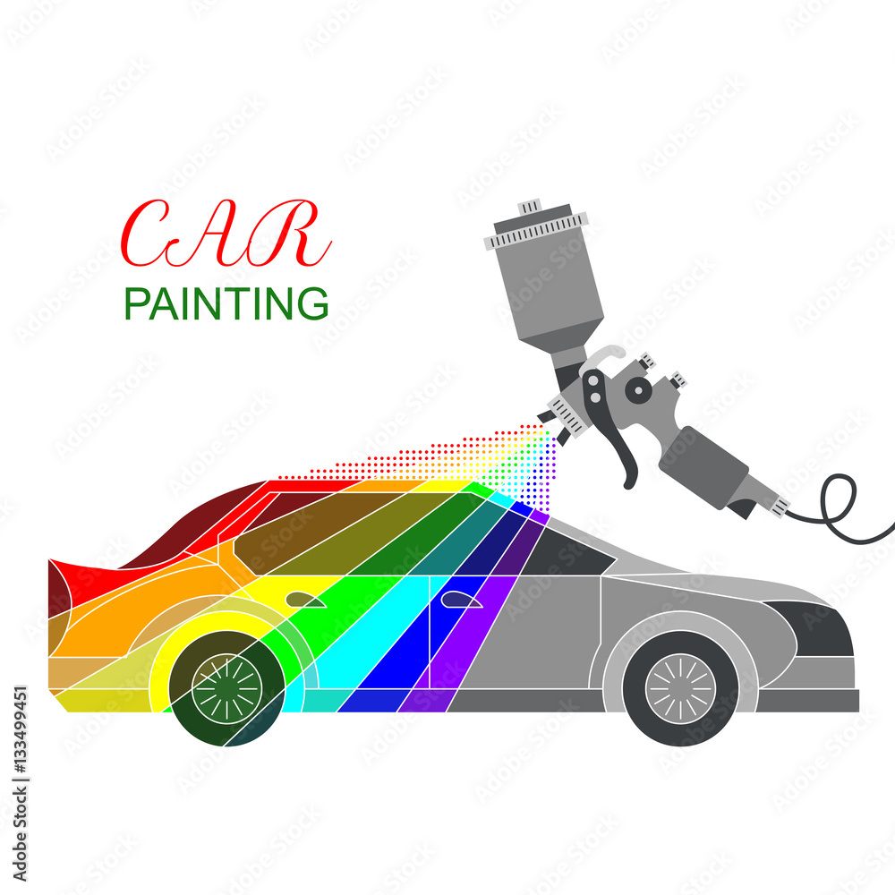 Car painting. Vector illustration isolated on white background. Stock ...