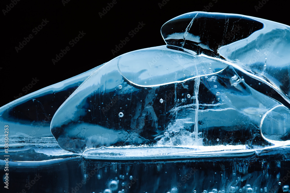 Artistic icy background transparent crystal gems objects. Frozen water ...