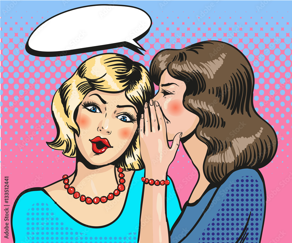 Women whisper pop art comic vector Stock Vector | Adobe Stock