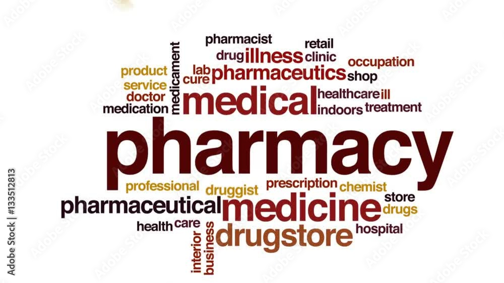 Pharmacy management animated word cloud, text design animation. Stock ...