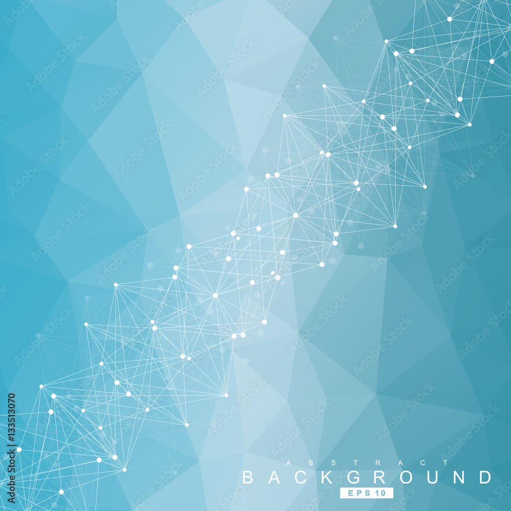 Geometric abstract background with connected line and dots. Structure ...