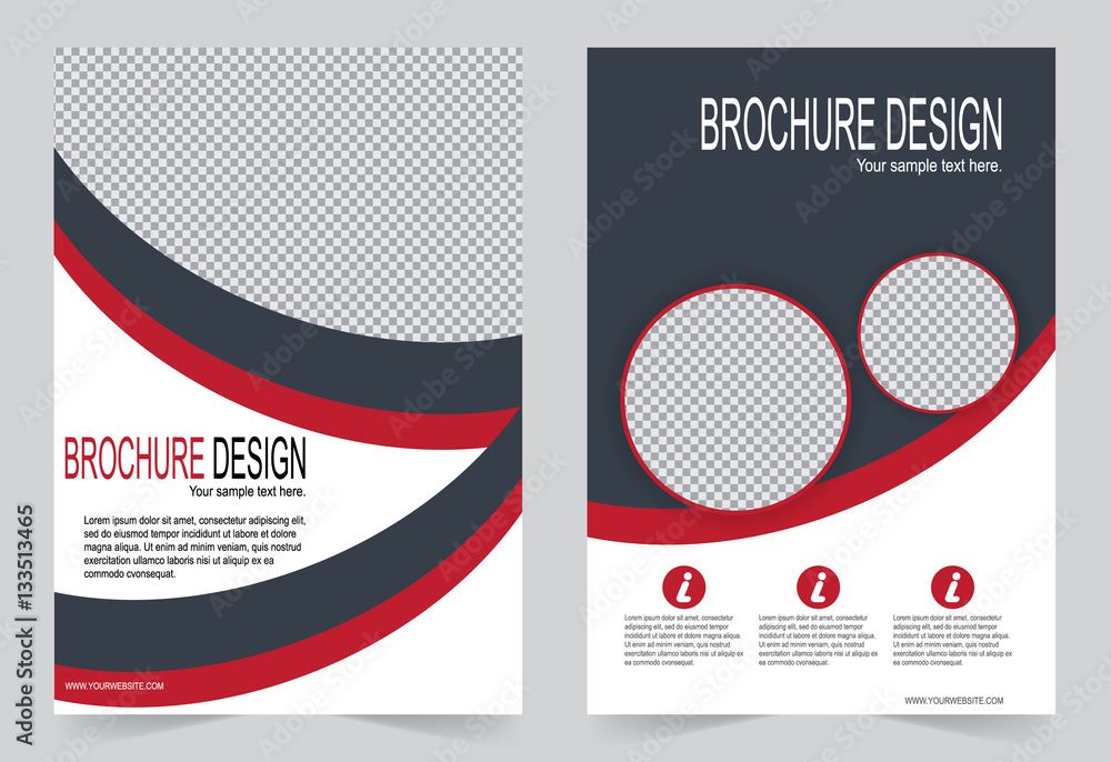 Brochure template, Flyer design red and gray color template Stock ...