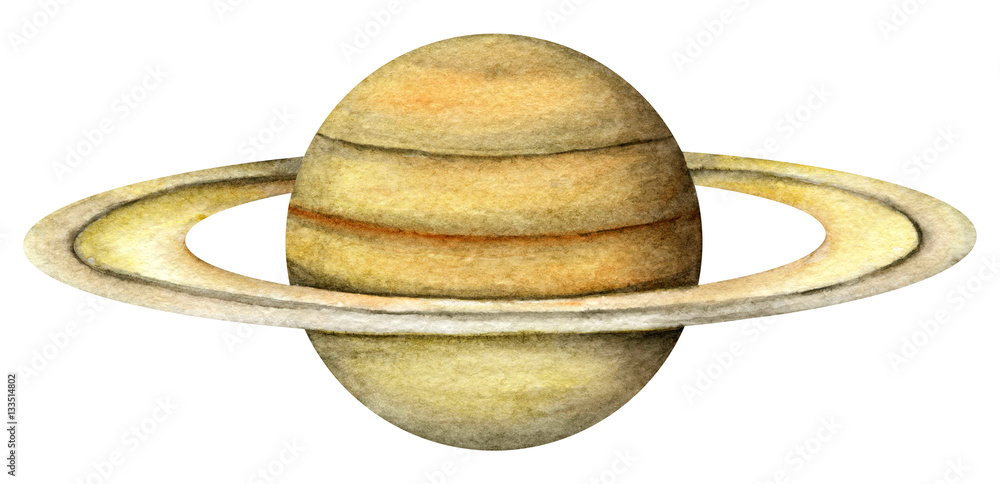 Solar System Planets - Saturn. Watercolor illustration. Solar System ...