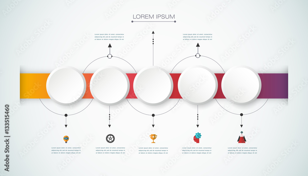 Vector infographics timeline design template with 3D paper label ...