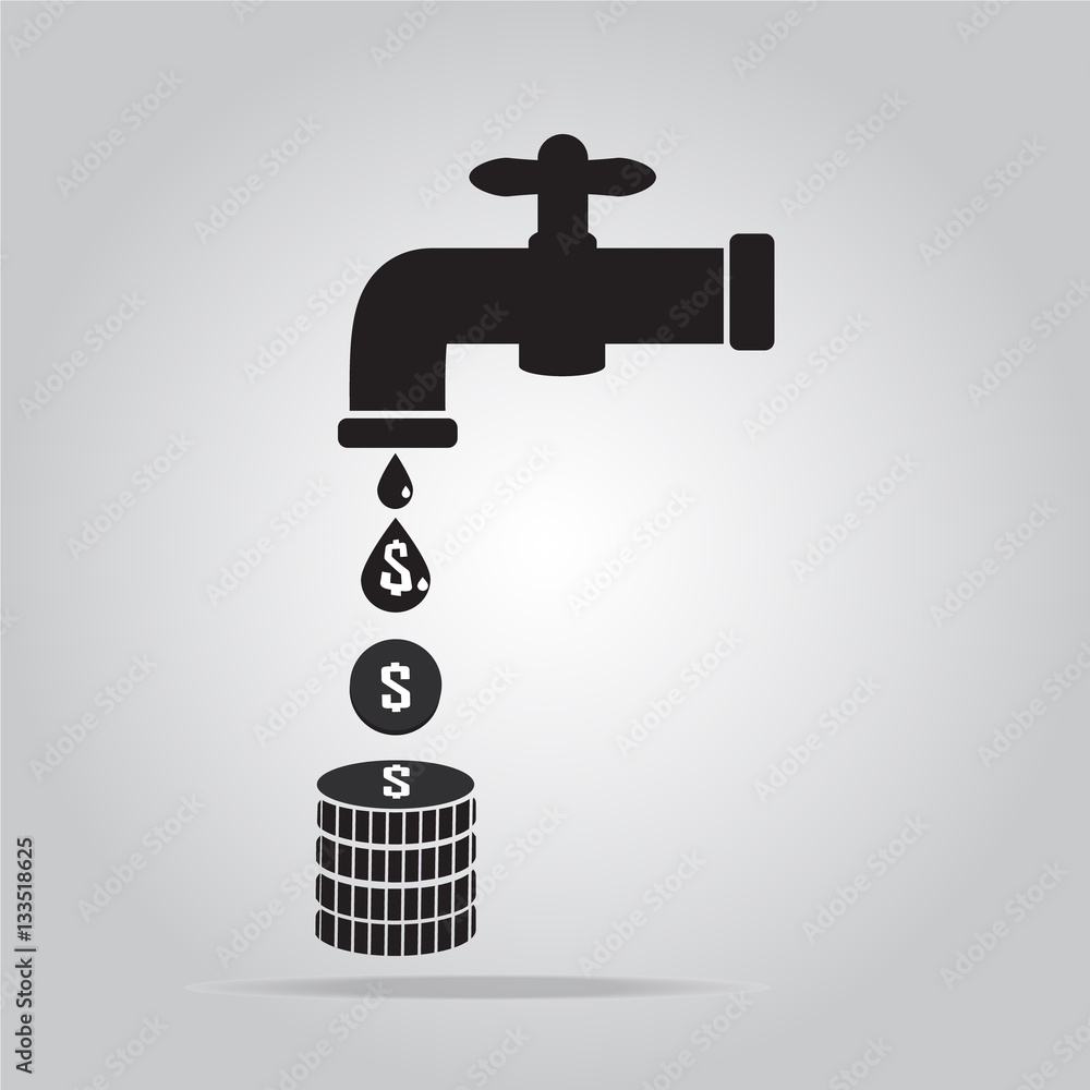 Faucet and money icon vector illustration Stock Vector | Adobe Stock