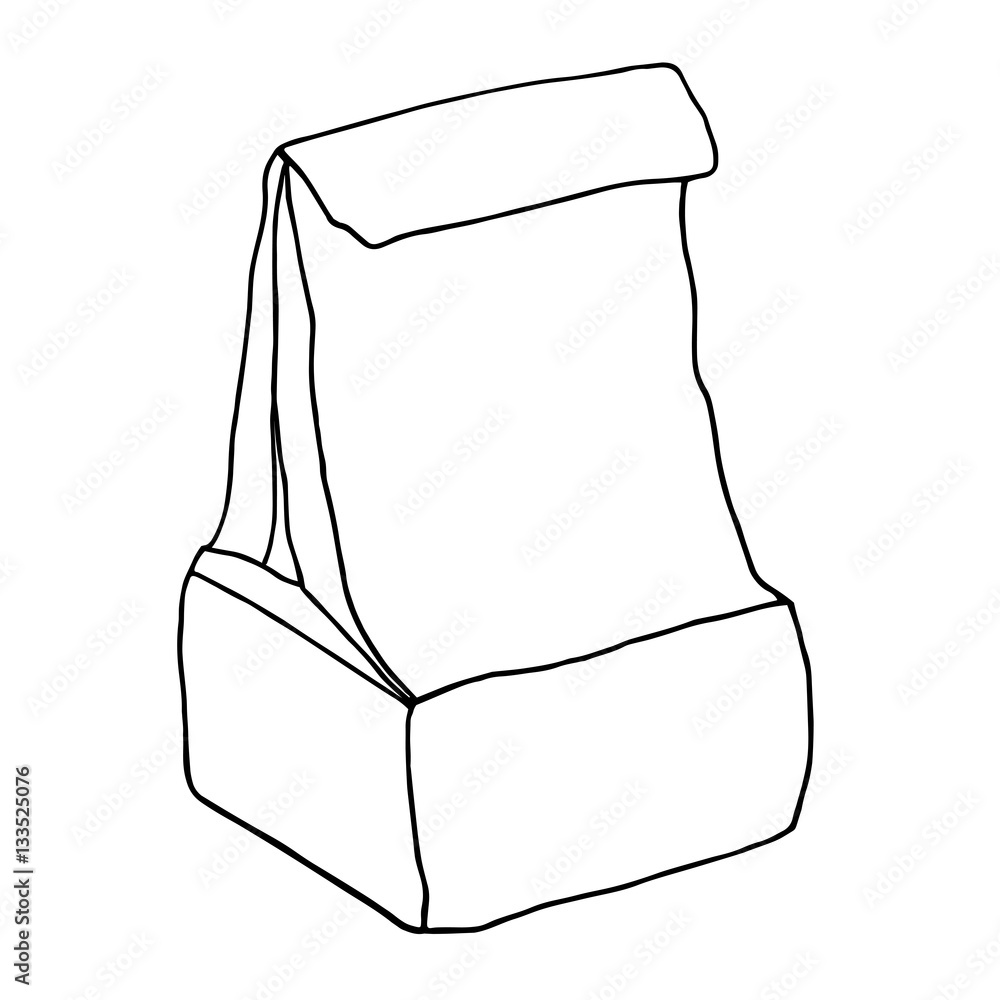 Food bag. Paper package. Container. Hand drawn graphic illustration ...