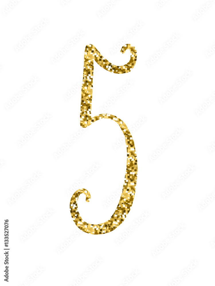 GOLD GLITTER HAND LETTERING VECTOR NUMBER ICON 5 Stock Vector | Adobe Stock