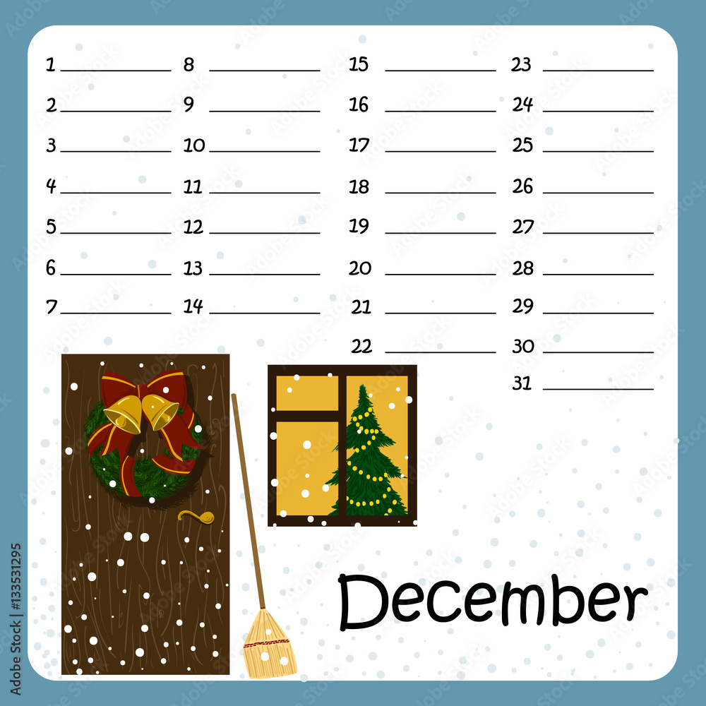 Vettoriale Stock Vector birthday calendar for December | Adobe Stock