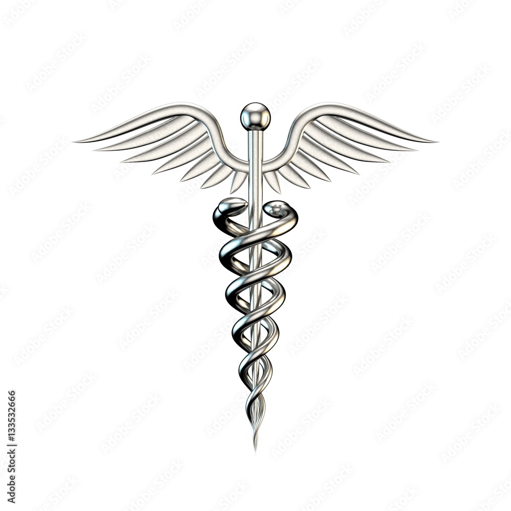Metallic medical symbol. Isolated on white background. 3D render Stock ...