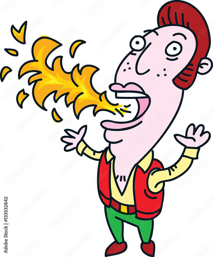 Performer Breathing Fire. Stock Vector | Adobe Stock