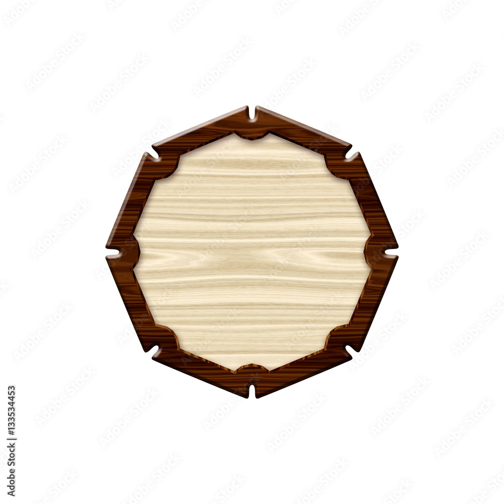 Wood badge with wooden border.Isolated on white background. Stock ...