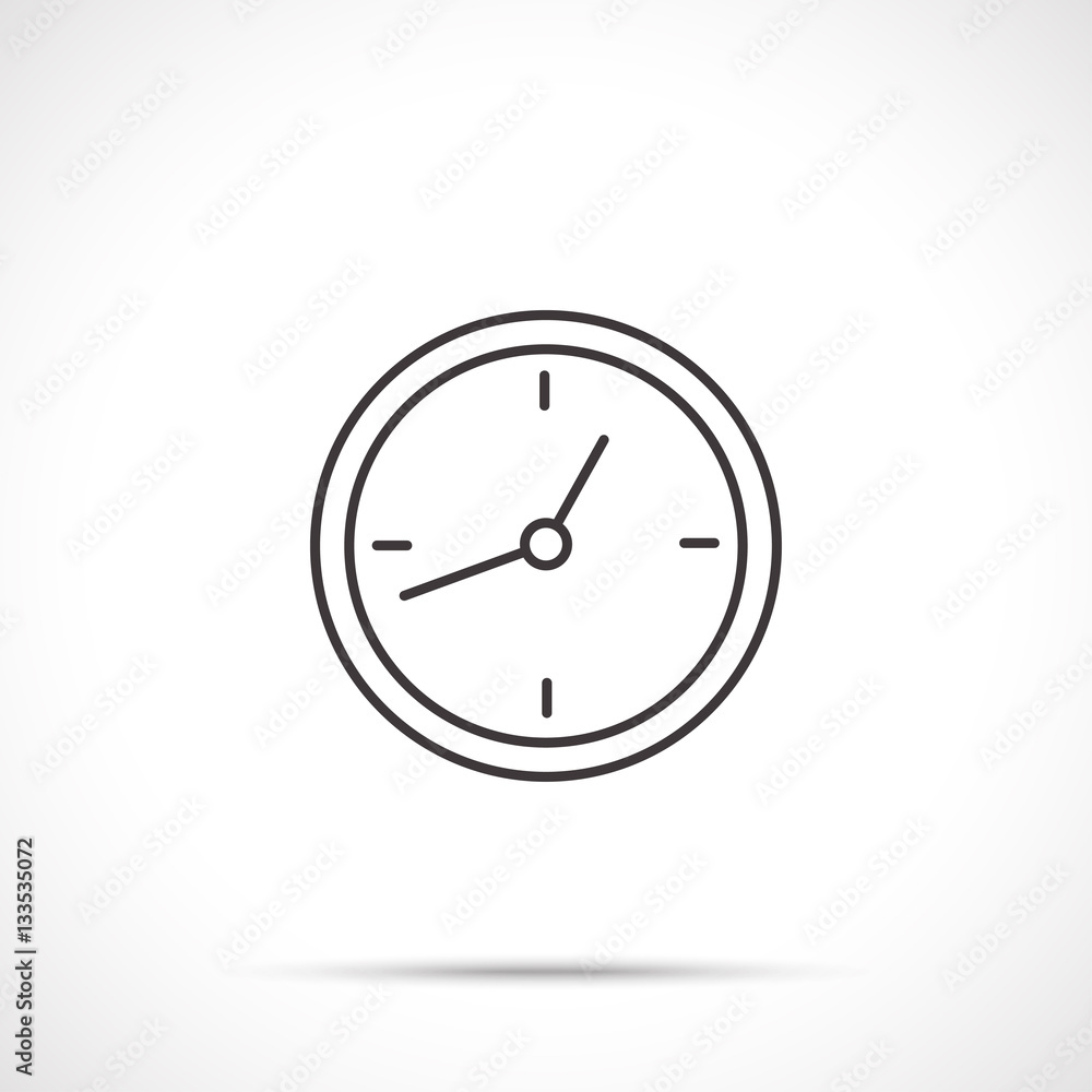 Clock and time sign isolated on white background. Line art style. Stock ...