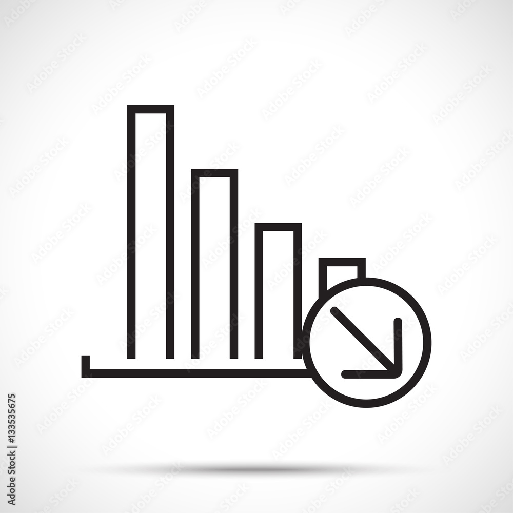 Infographic. Chart icon. Business graph with down arrow icon isolated ...