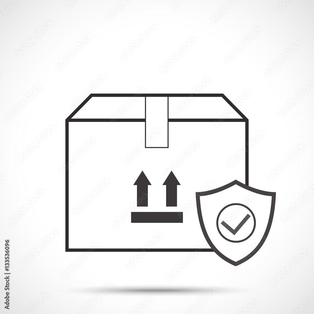 Symbol of protected parcel. Insurance of parcel icon Stock Vector ...