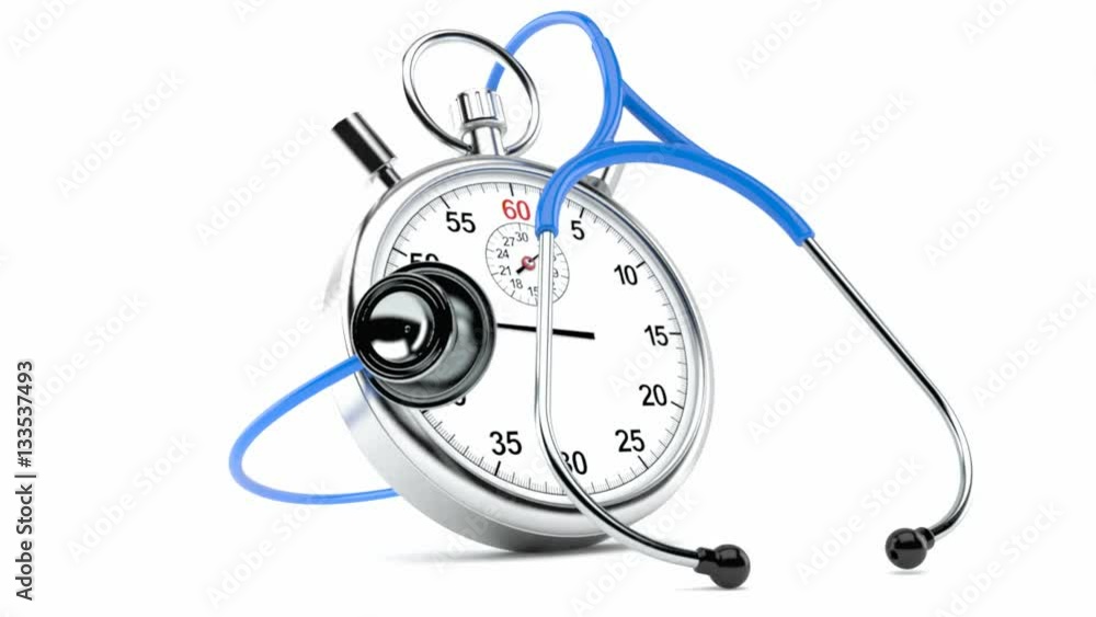Stethoscope with stopwatch isolated on white background Stock Video ...