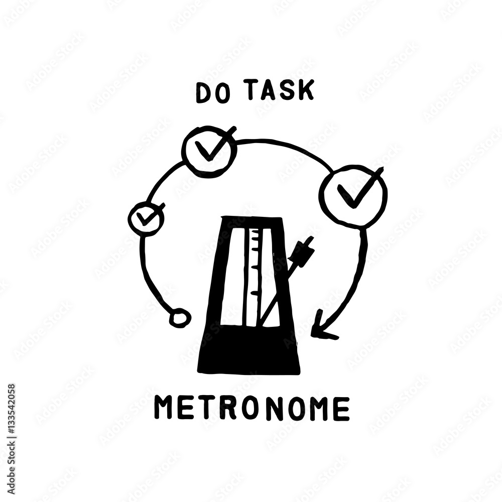 metronome and task icon, hand drawn vector illustration logo Stock ...