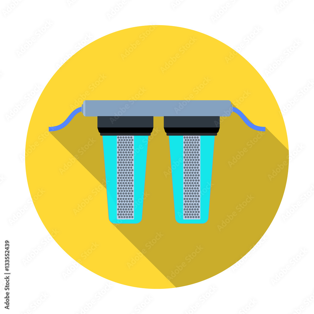 Water filtration icon in flat style isolated on white background. Water ...