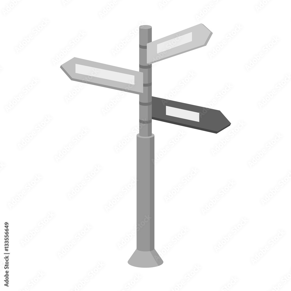 Crossroad sign icon in monochrome style isolated on white background ...
