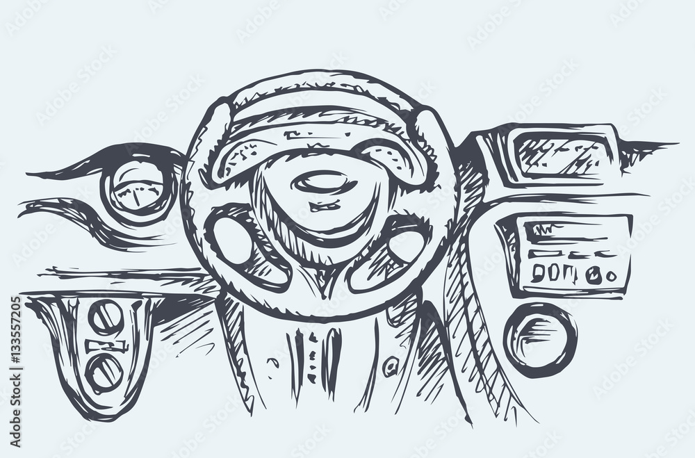 Car Control Panel. Vector drawing Stock Vector | Adobe Stock