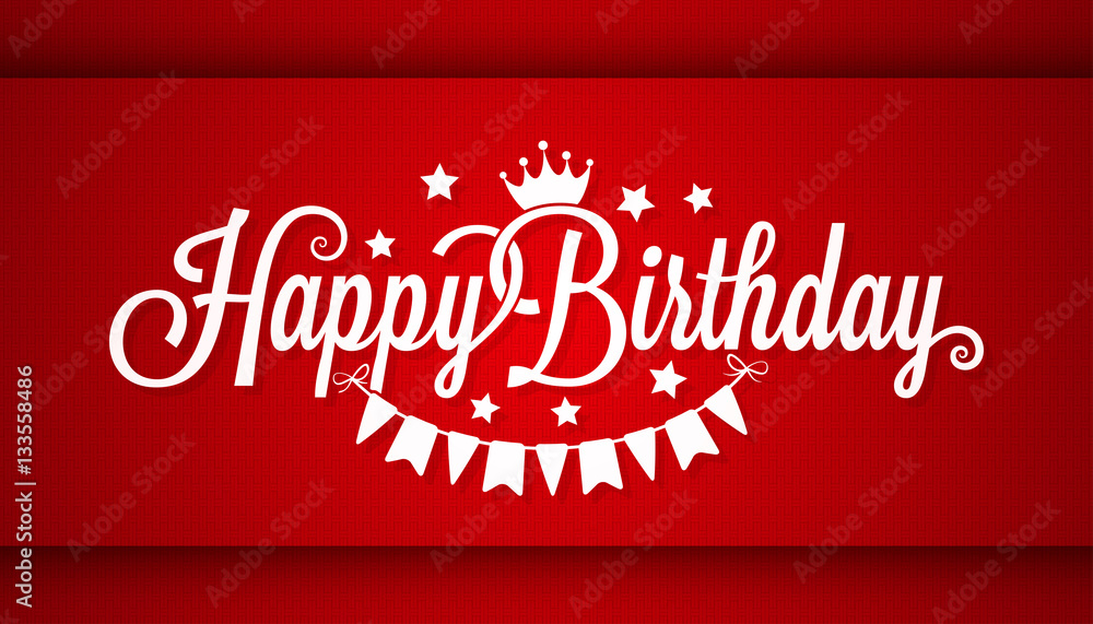 Happy Birthday Card On Red Background Stock Vector | Adobe Stock