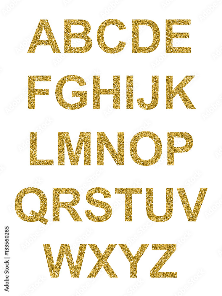 alphabet majuscules pailettes or Stock Vector | Adobe Stock