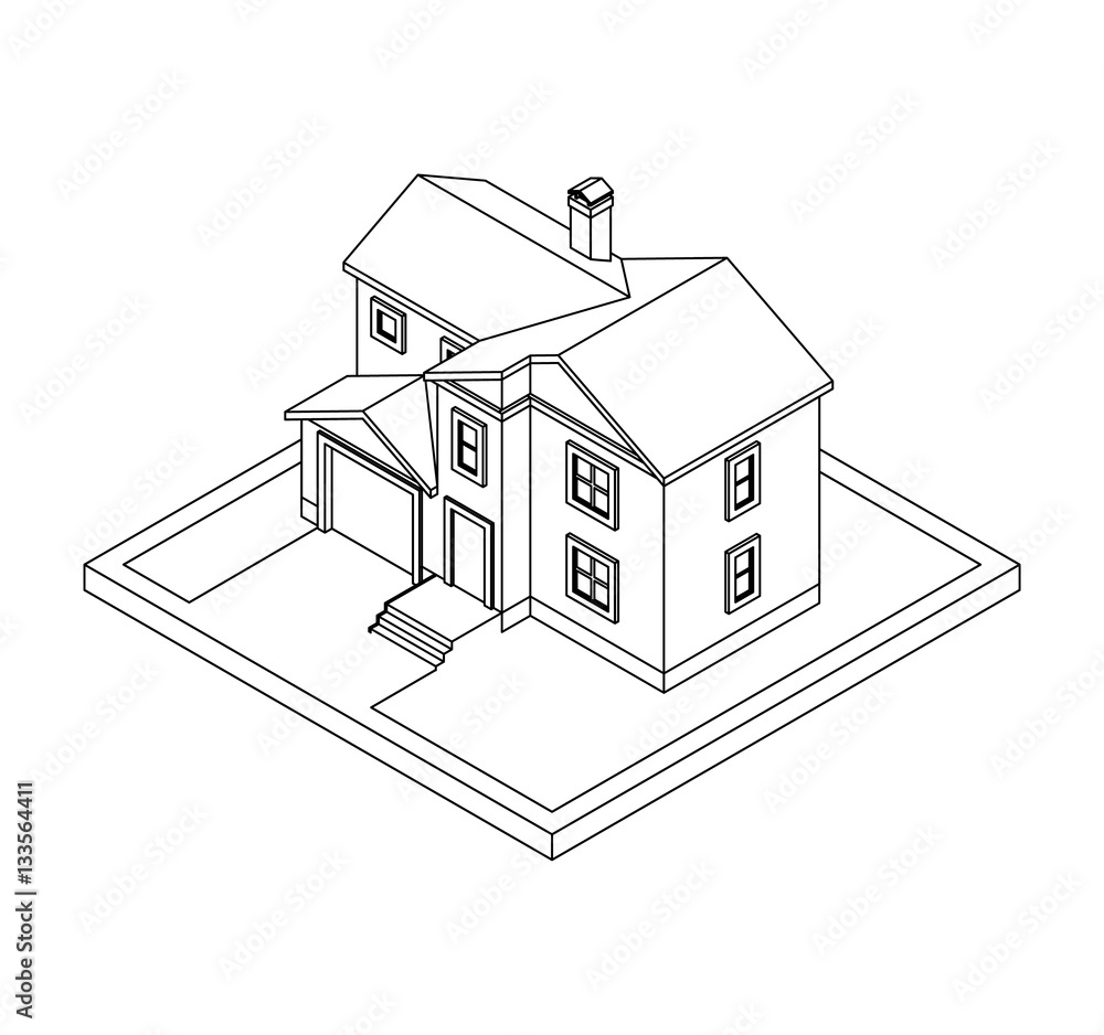 drawing of private house Stock Vector | Adobe Stock