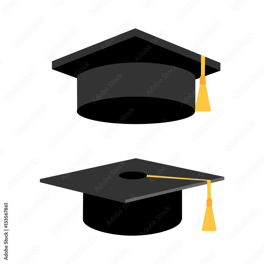 Graduation cap vector illustration in the flat style Stock Vector ...