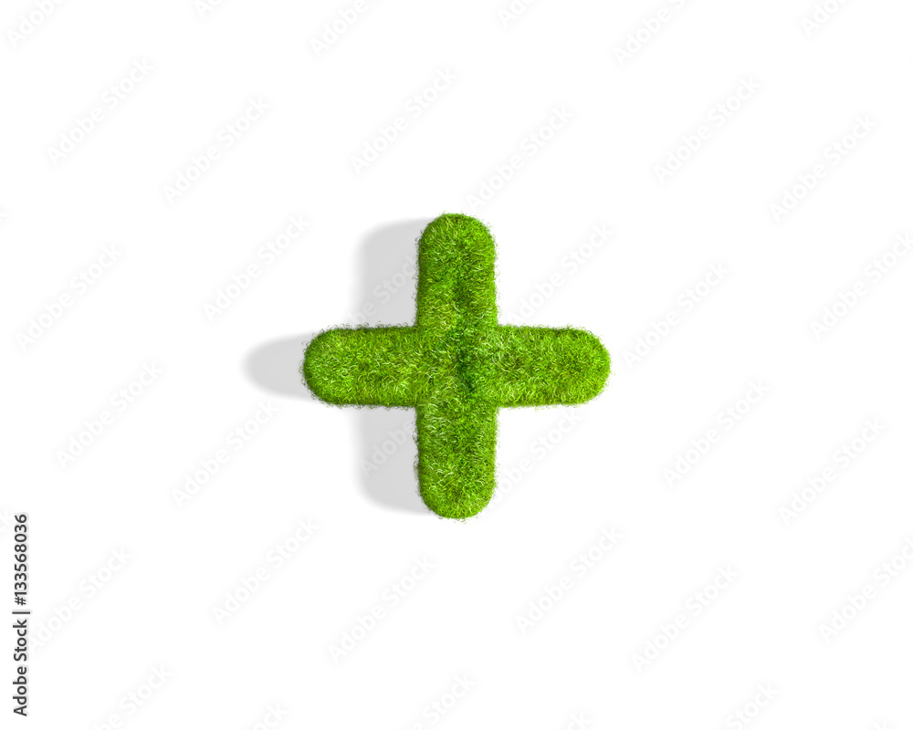 Grass plus punctuation mark from top angle with shadow on ground. Stock ...