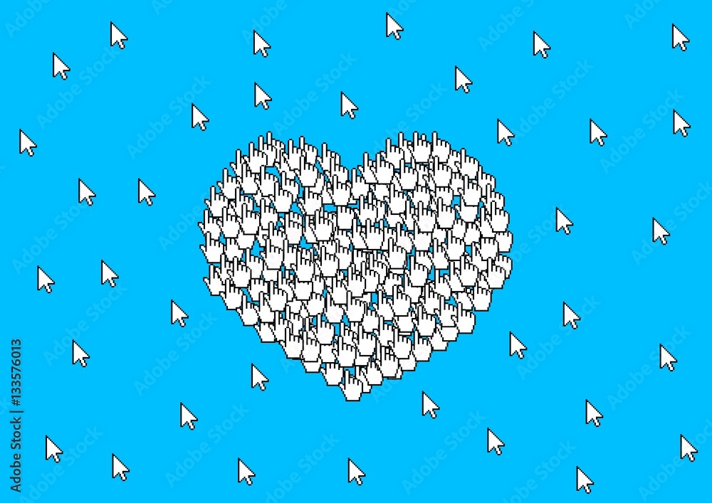 Many cursors form sign of heart symbol of love Stock Vector | Adobe Stock