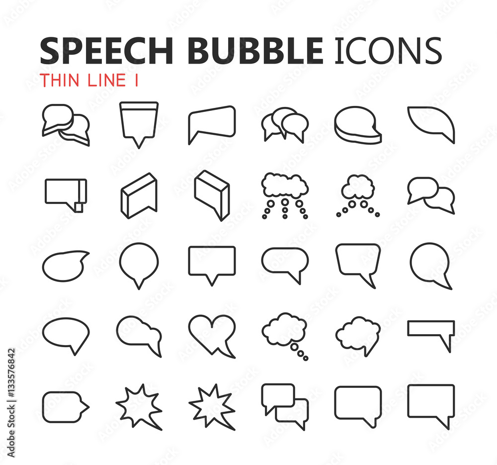 Simple modern set of speech bubbles icons. Premium symbol collection ...