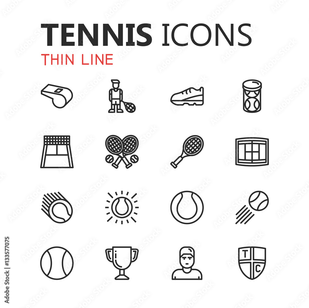 Simple modern set of tennis icons. Premium symbol collection. Vector ...