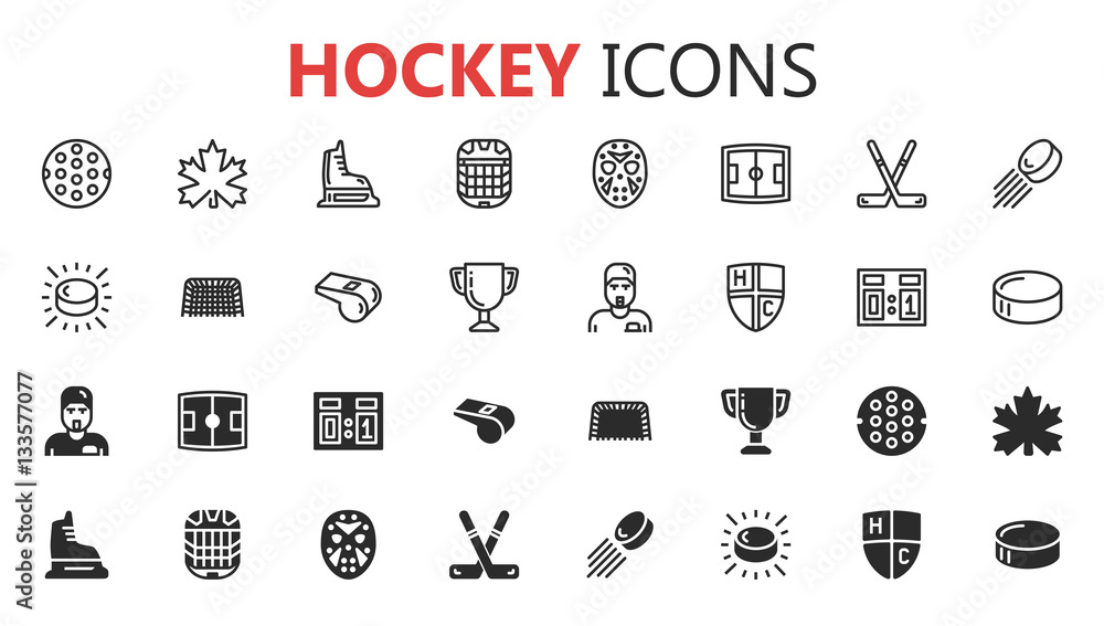 Simple modern set of hockey icons. Premium symbol collection. Vector ...