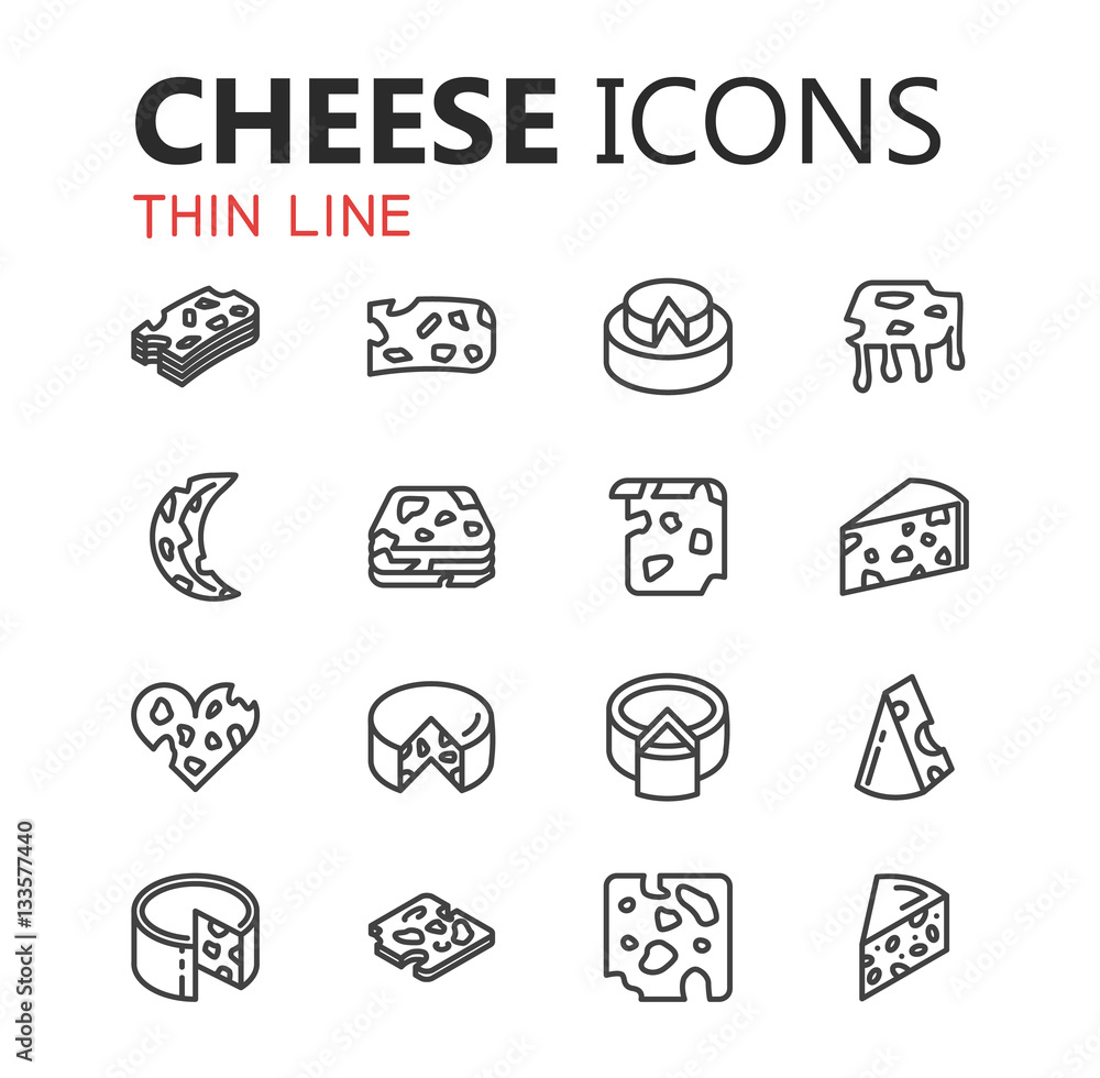 Simple modern set of cheese icons. Premium symbol collection. Vector ...
