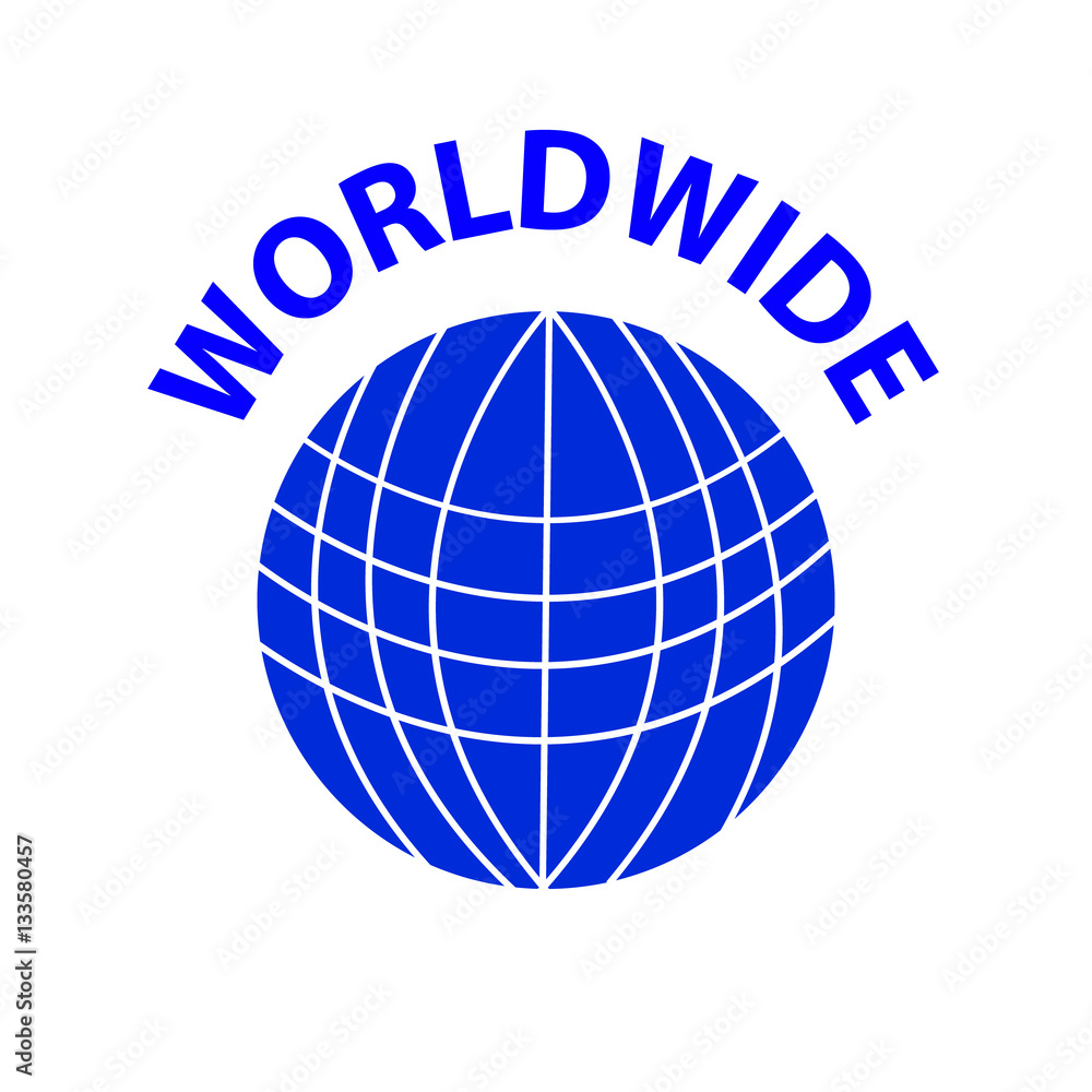 Symbol of blue world on white background Stock Vector | Adobe Stock