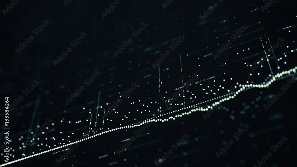 Abstract background with animation of growing charts and flowing ...