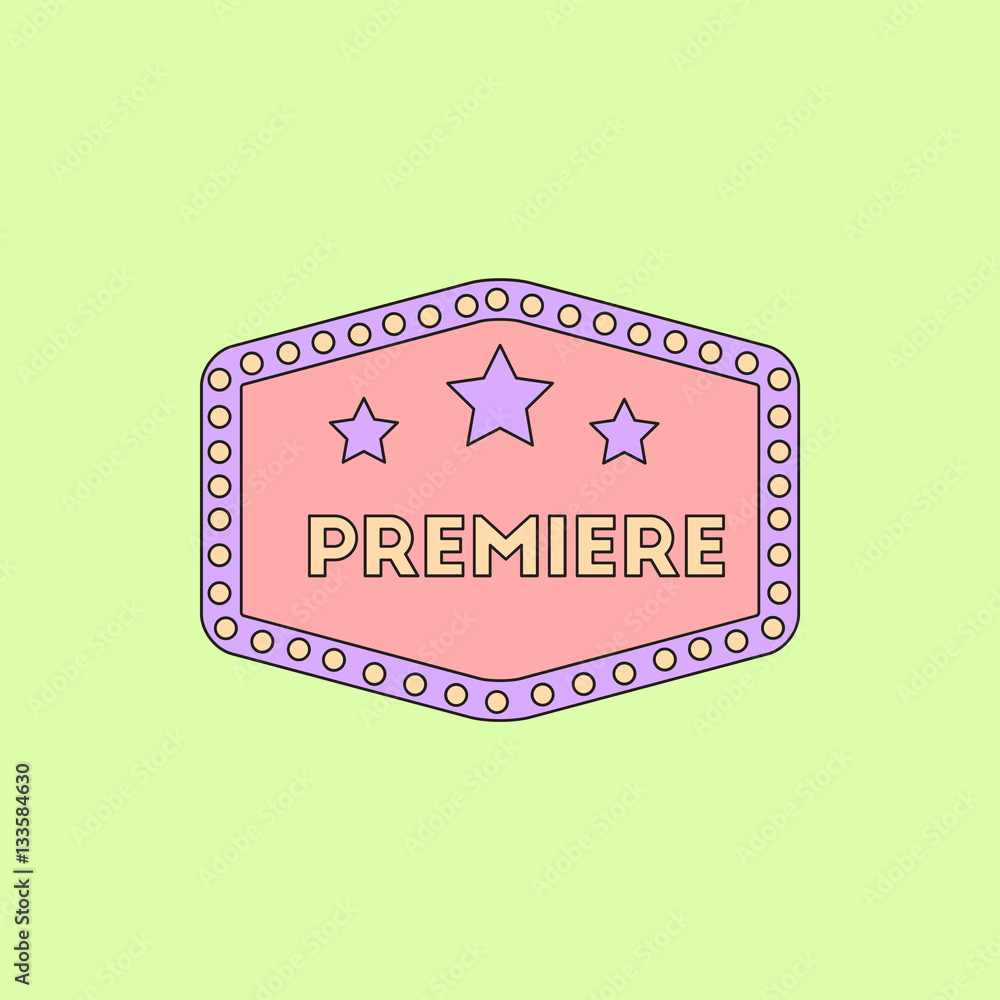 movie label Vector illustration in flat style cinema premiere sign ...