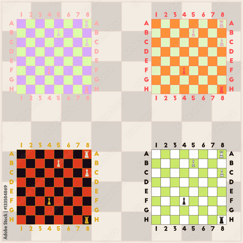 collection of chess boards, The various chess positions set Stock ...