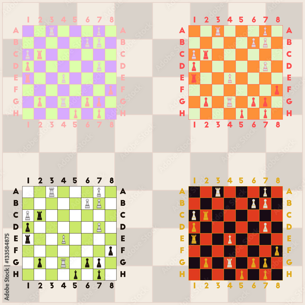 collection of chess boards, The various chess positions set Stock ...