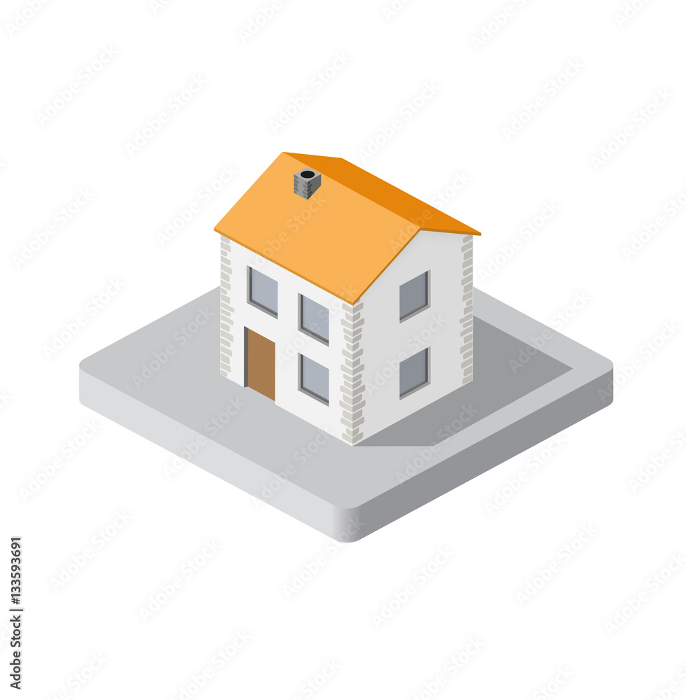 Isometric 3d private house real estate decorative icons. Architecture ...
