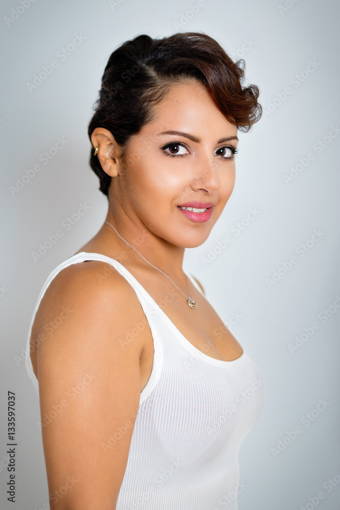 Beautiful Short Hair Woman Stock Photo | Adobe Stock