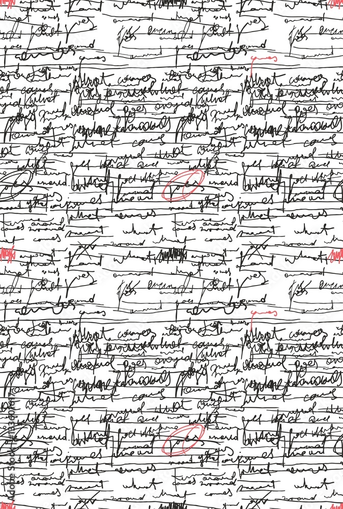 Letter pattern Script seamless vector background Sketch of writing template Stock Vector | Adobe ...